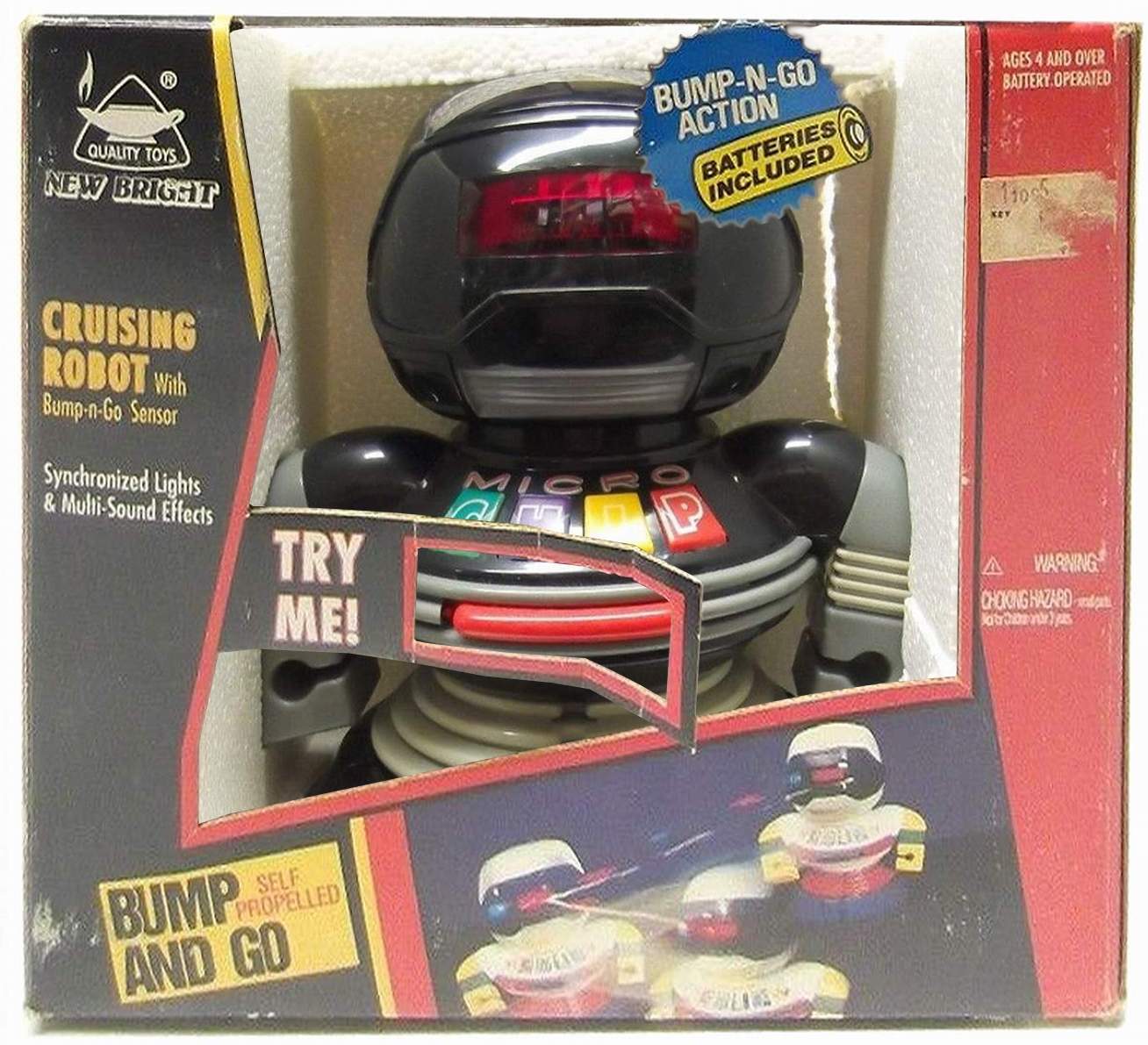 Micro Chip Robot - Bump n' Go Robot by New Bright - The Old Robots Web Site