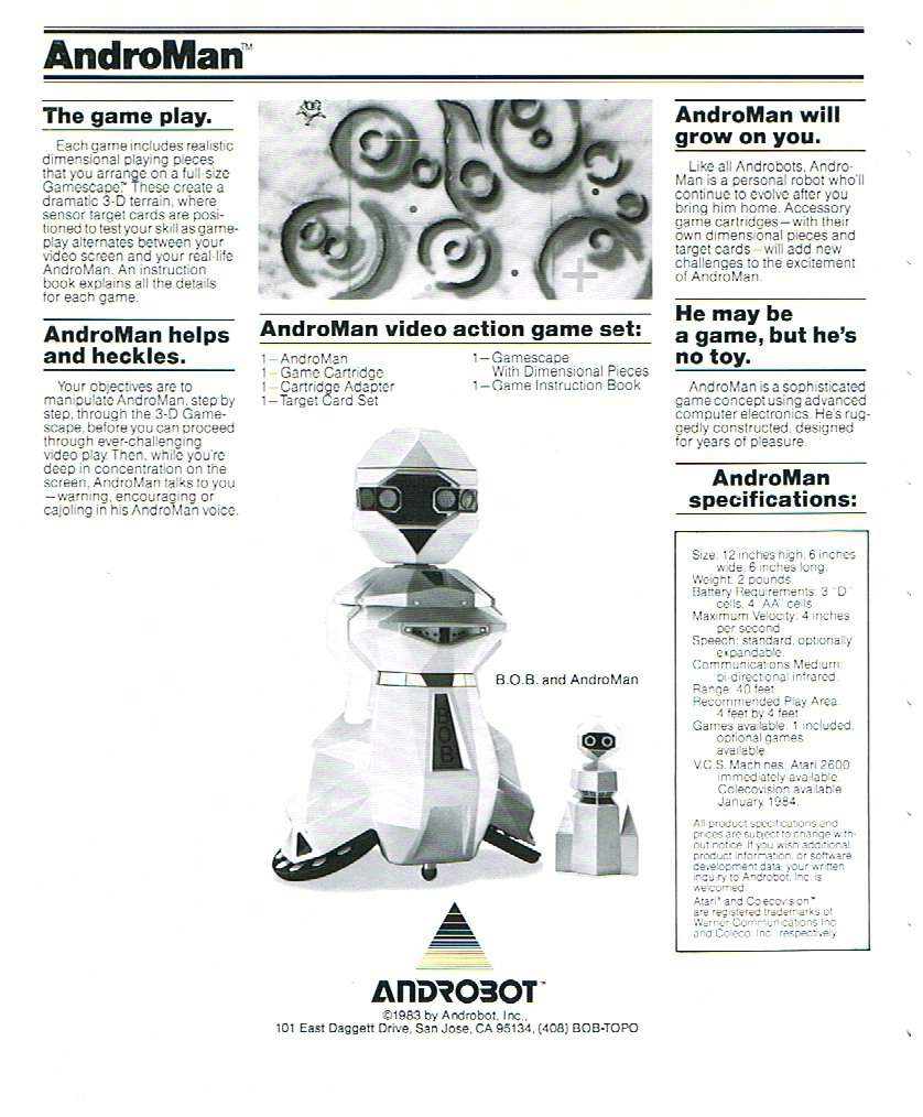 Atari, Androbot Topo and BOB Robots - The Old Robot's Web Site