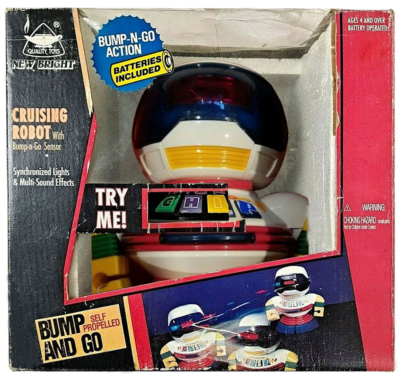 Micro Chip Robot - Bump n' Go Robot by New Bright - The Old Robots Web Site