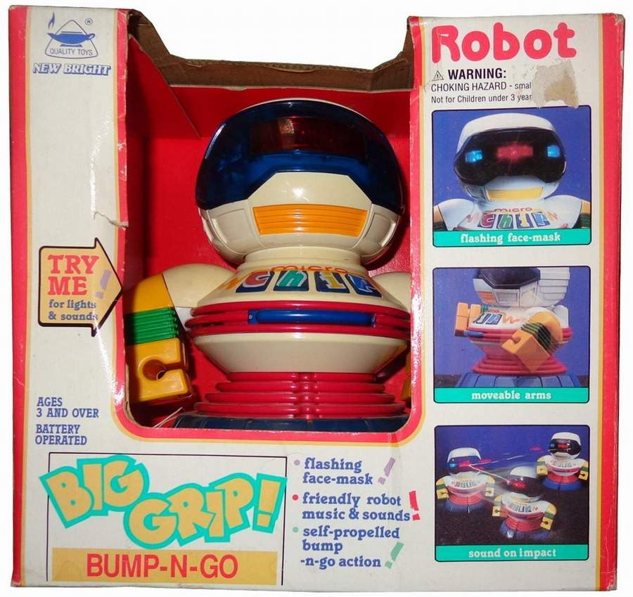 Micro Chip Robot - Bump n' Go Robot by New Bright - The Old Robots Web Site